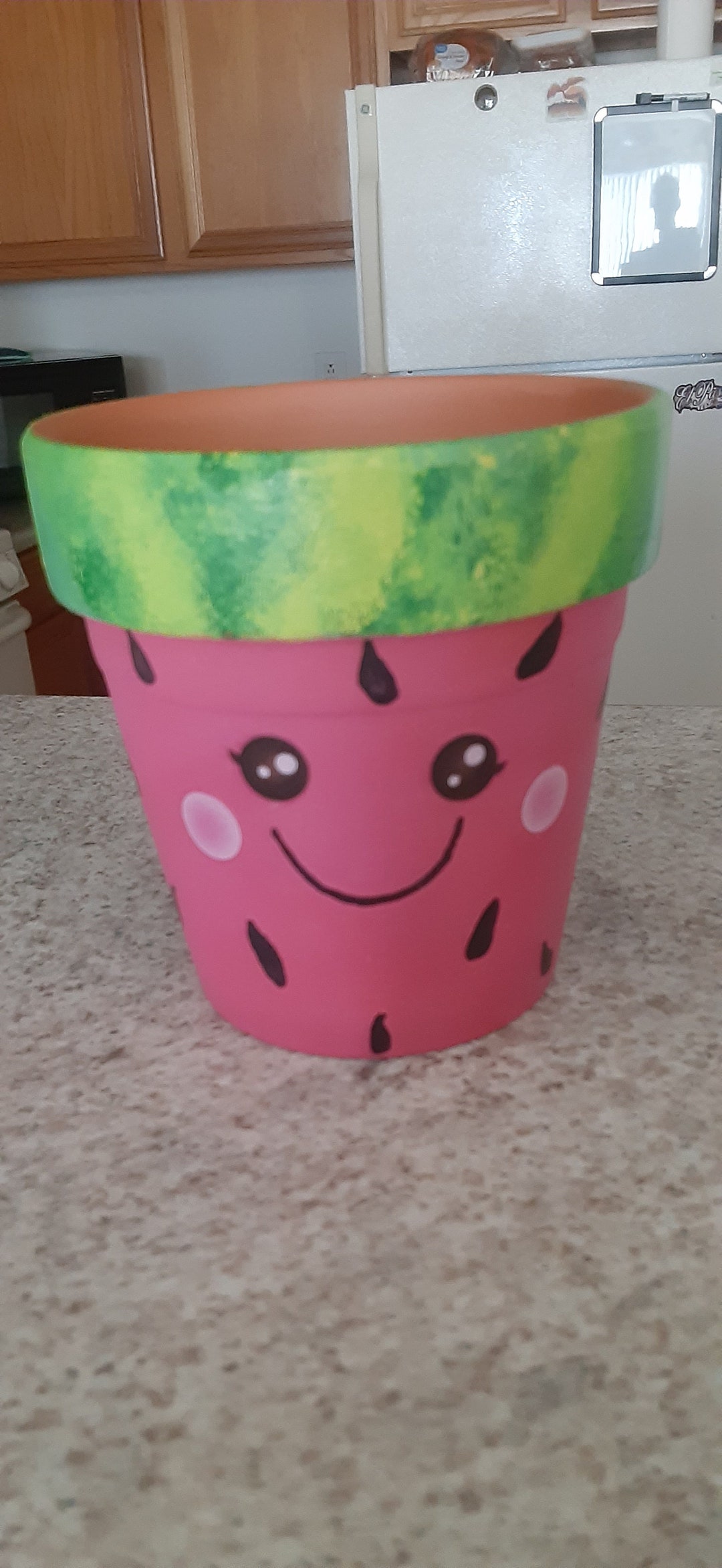 Watermelon Kawaii Pot/planter/ Painted/home Decor/ Summer - Etsy