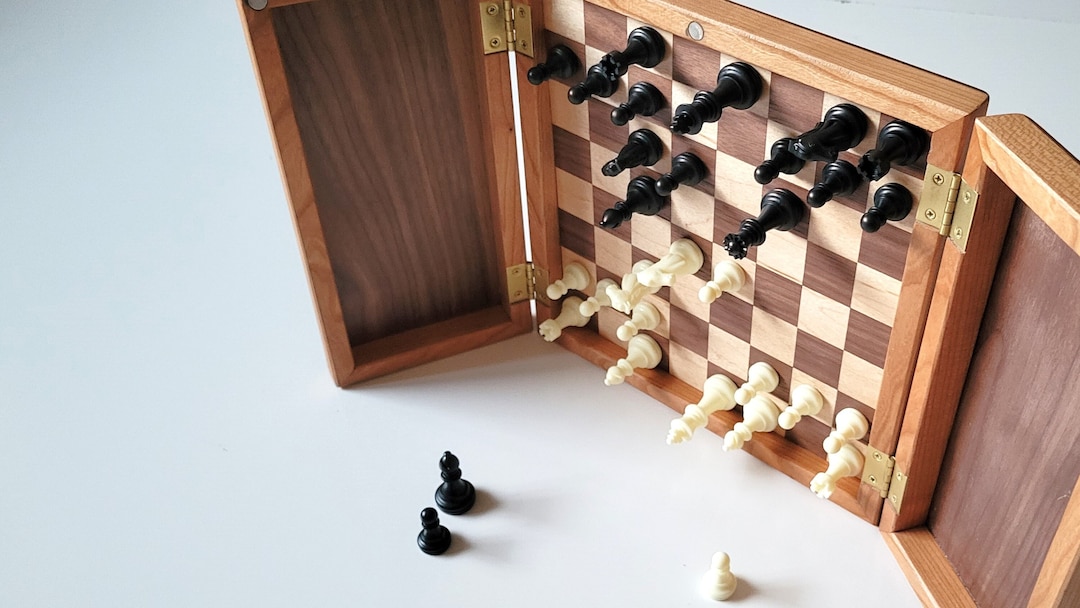 Handmade, Wooden, Magnetic Travel Chess Set With Double Door "graveyard ...