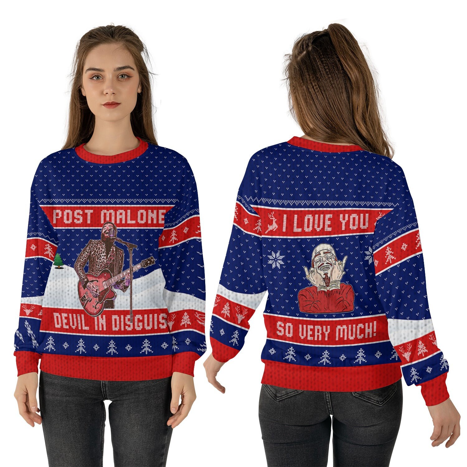 Christmas Post Malone Music Ugly Sweater Devil in Disguise - Etsy