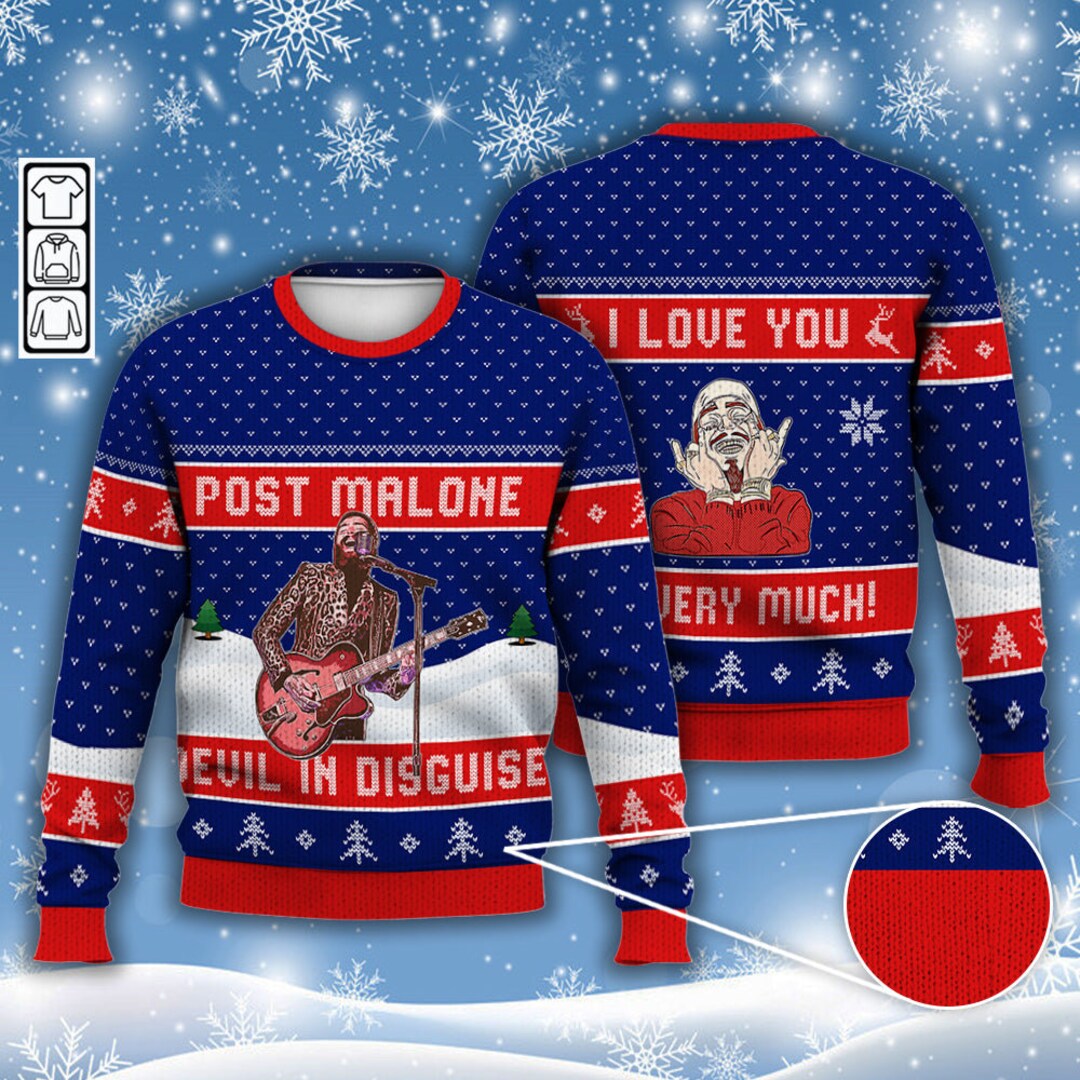 Christmas Post Malone Music Ugly Sweater Devil in Disguise - Etsy