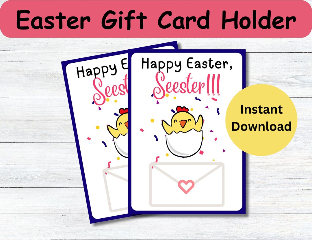 Happy Easter, Seester Gift Card Holder, Easter Card, Easter Card for ...