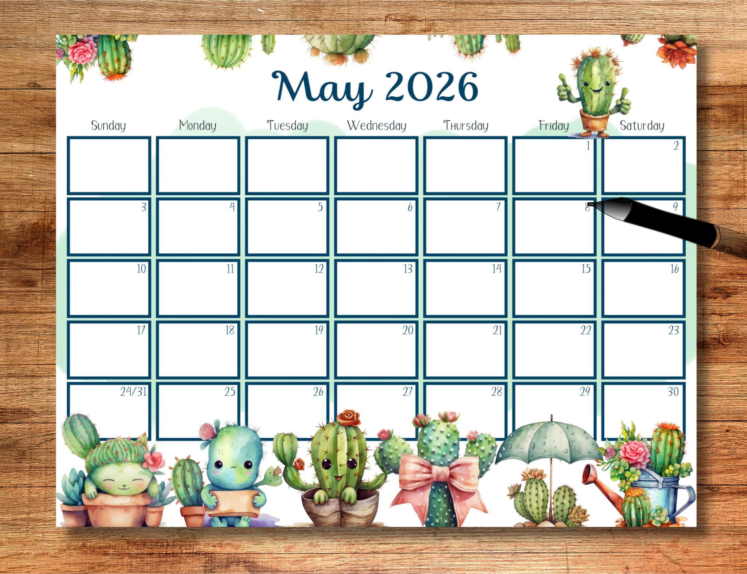 EDITABLE May 2026 Calendar, 2026 May Calendar, Wall Calendar, Printable ...