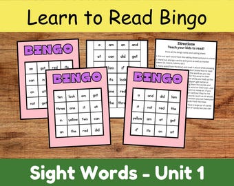 Sight Words Bingo, Reading Words, Games for Kids, Kindergarten Sight ...