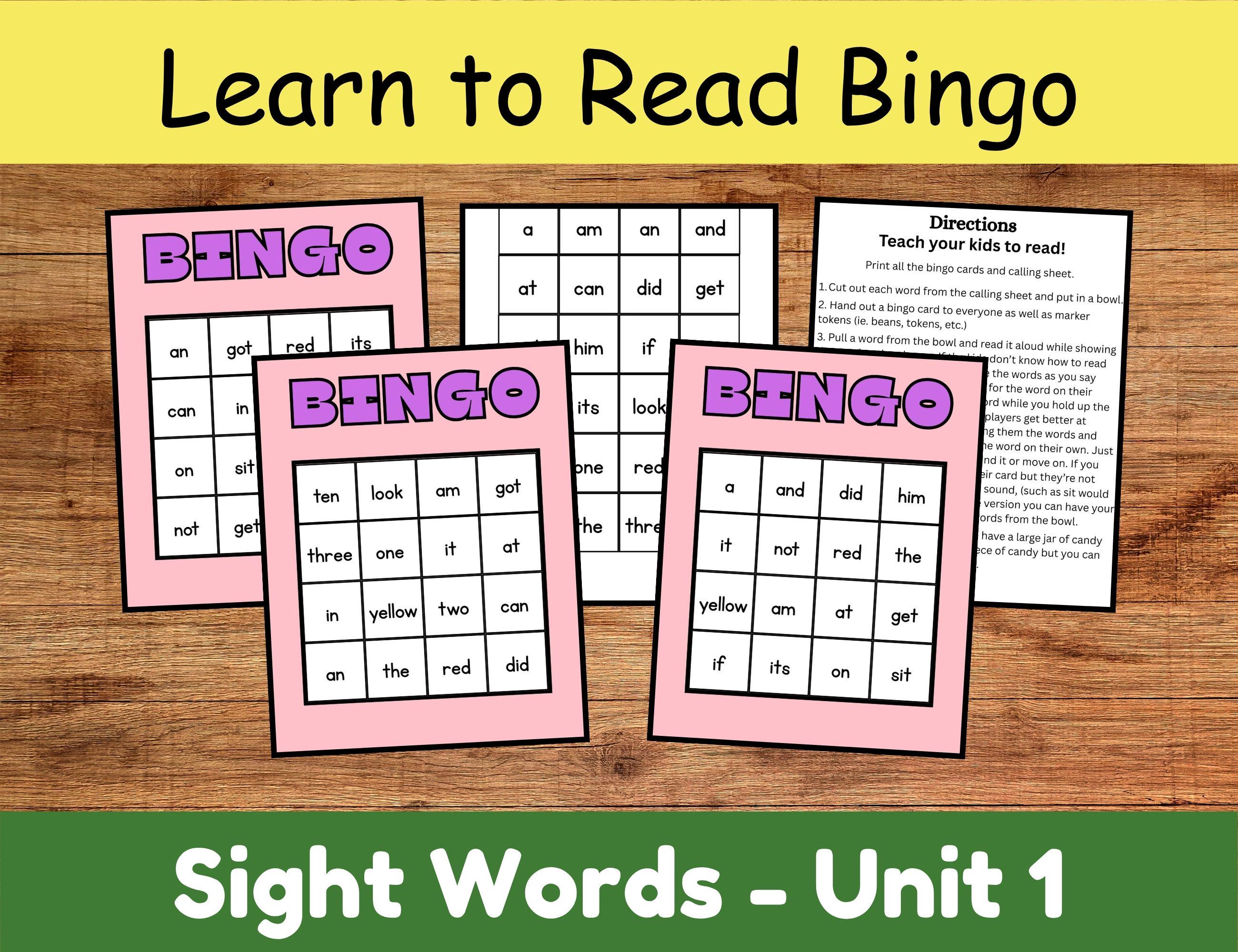 Sight Words Bingo, Reading Words, Games for Kids, Kindergarten Sight ...