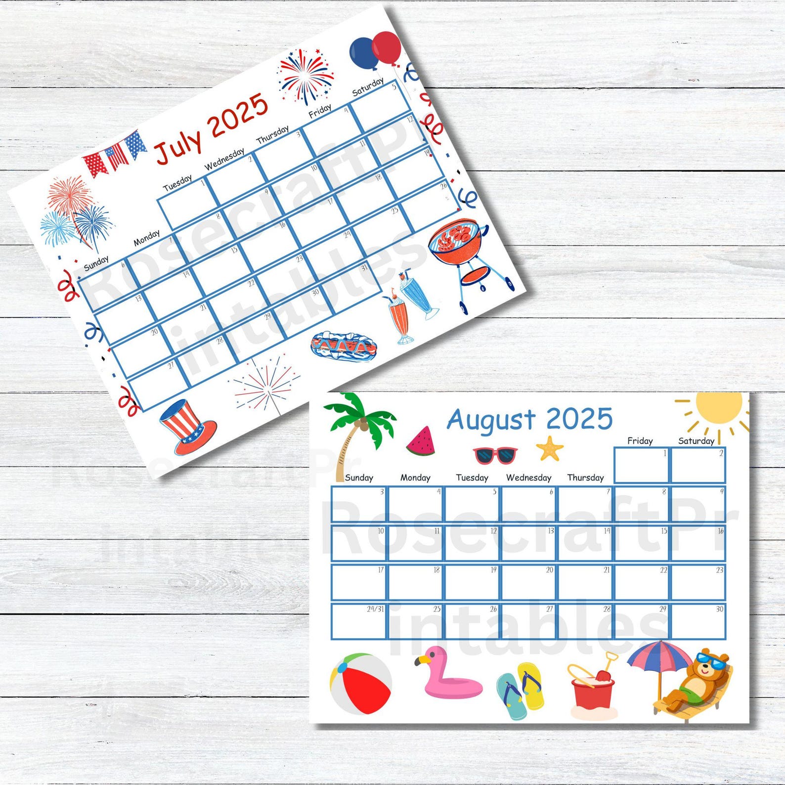 2025 Calendar Printable, Calendar Bundle, Kids Calendar 2025, Wall ...
