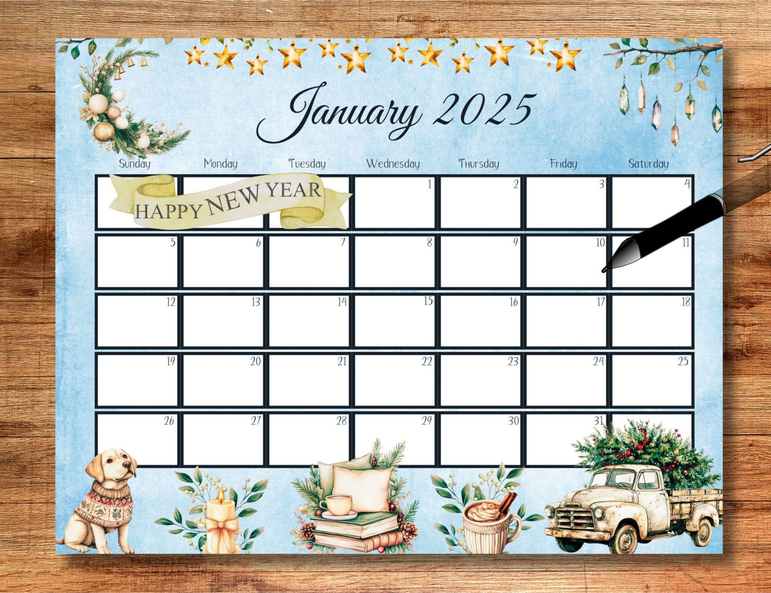 EDITABLE January 2025 Calendar, 2025 January Calendar, 2025 Calendar, Printable Calendar, Wall ...
