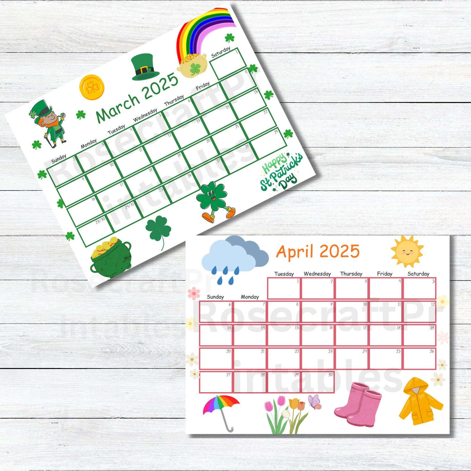 2025 Calendar Printable, Calendar Bundle, Kids Calendar 2025, Wall ...