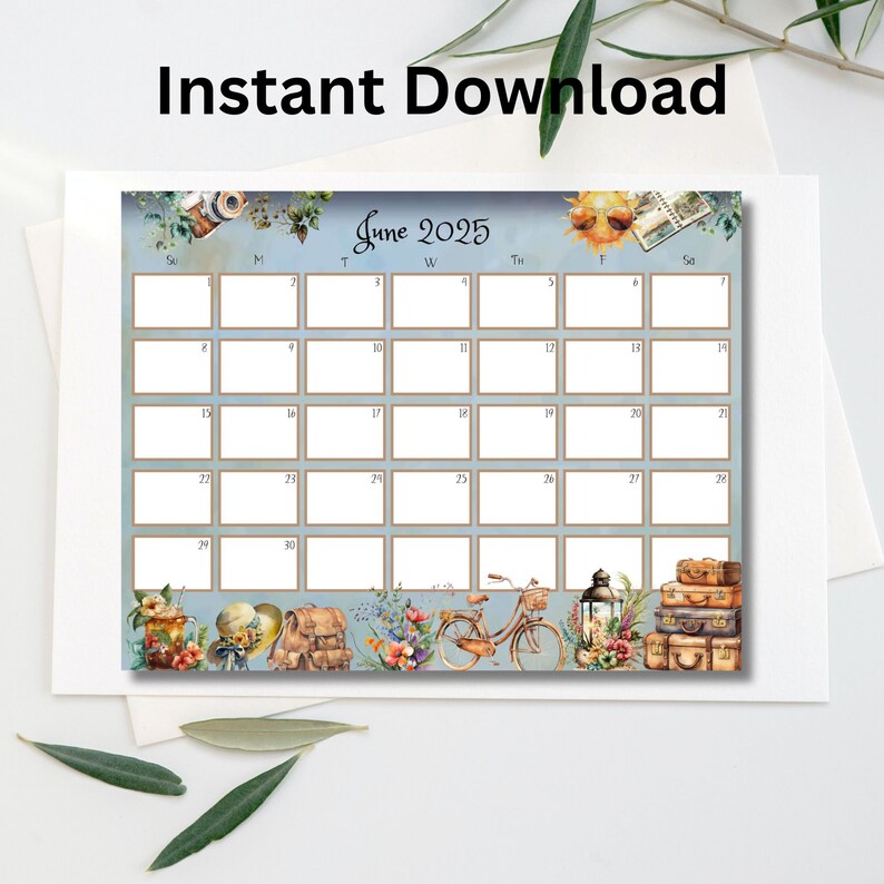 EDITABLE June 2025 Calendar, Beach Calendar, Whimsical Calendar ...
