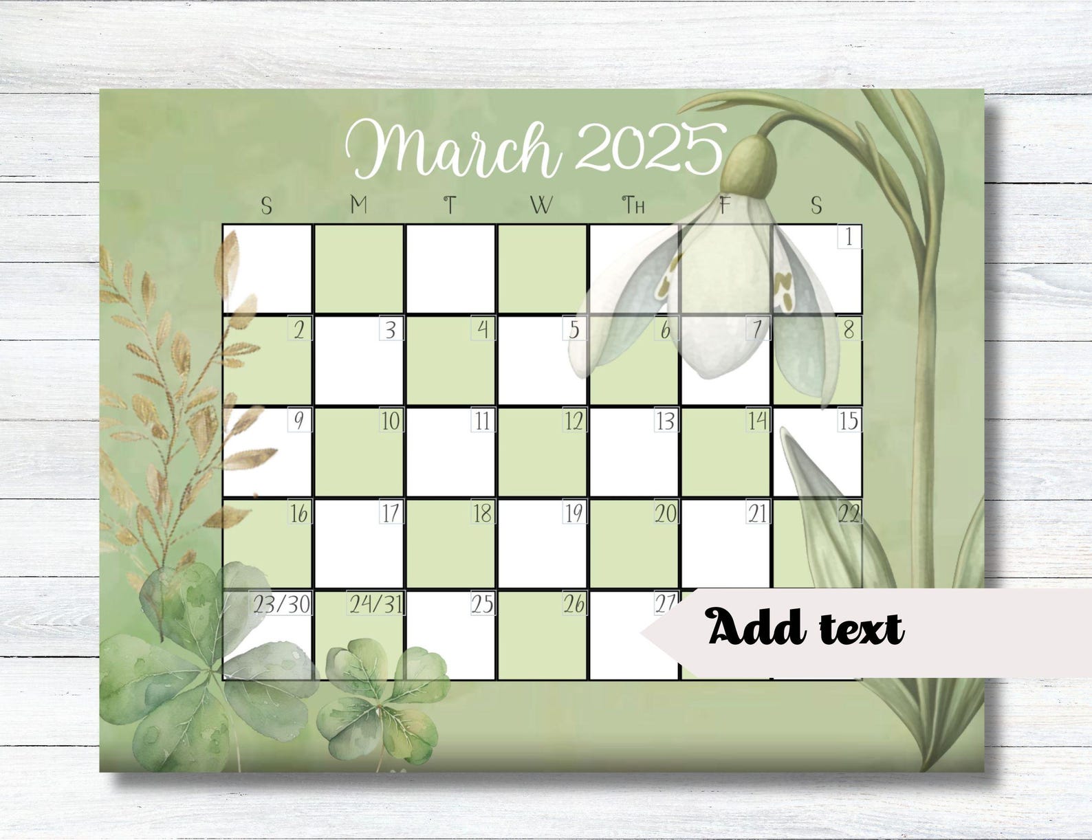 EDITABLE March 2025 Calendar, St Patrick's Calendar, Green Calendar ...