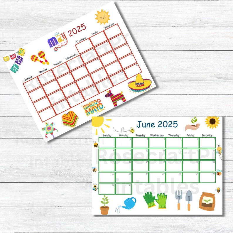 2025 Calendar Printable, Calendar Bundle, Kids Calendar 2025, Wall ...