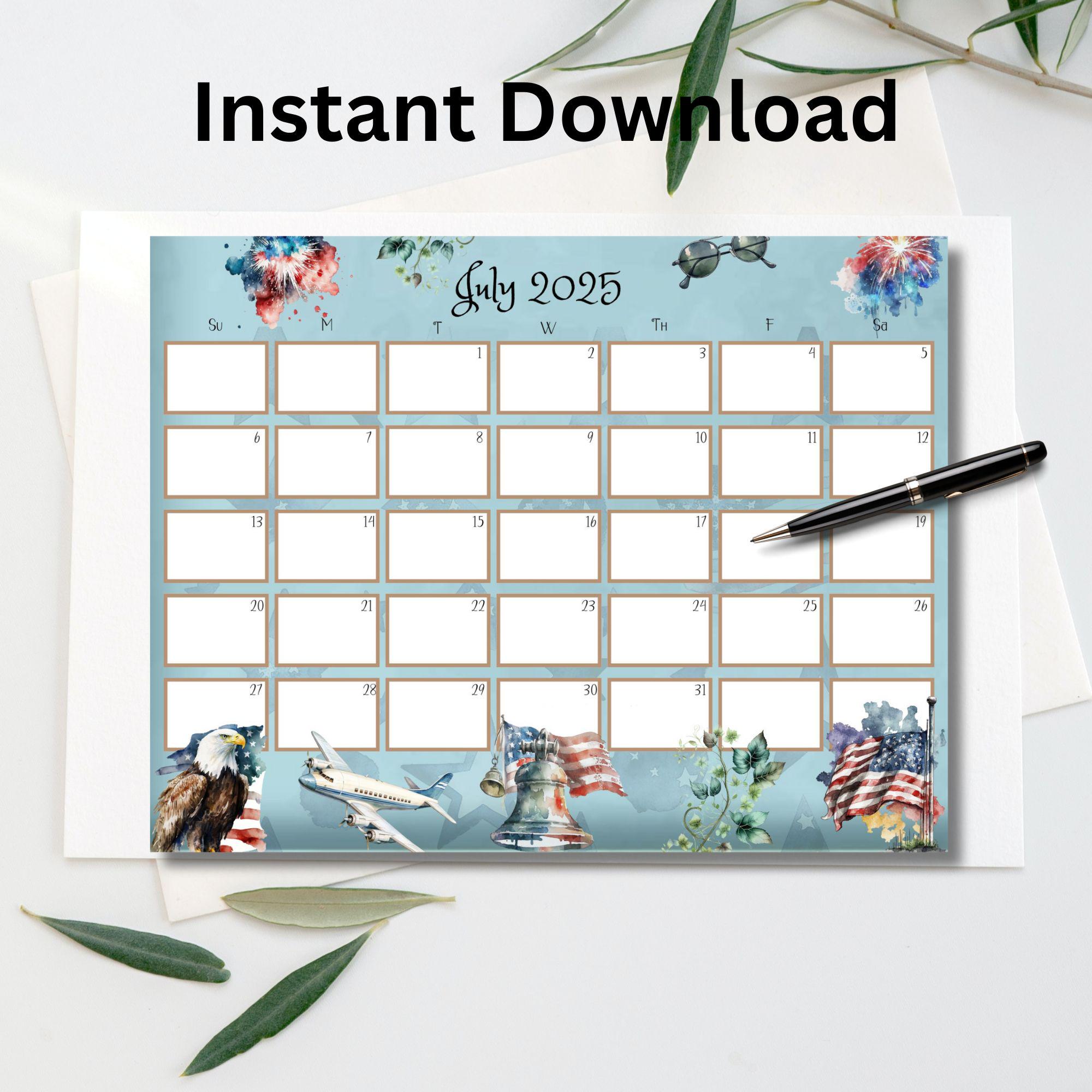 Editable July 2025 Calendar, Whimsical Calendar, 2025 July, 2025 ...
