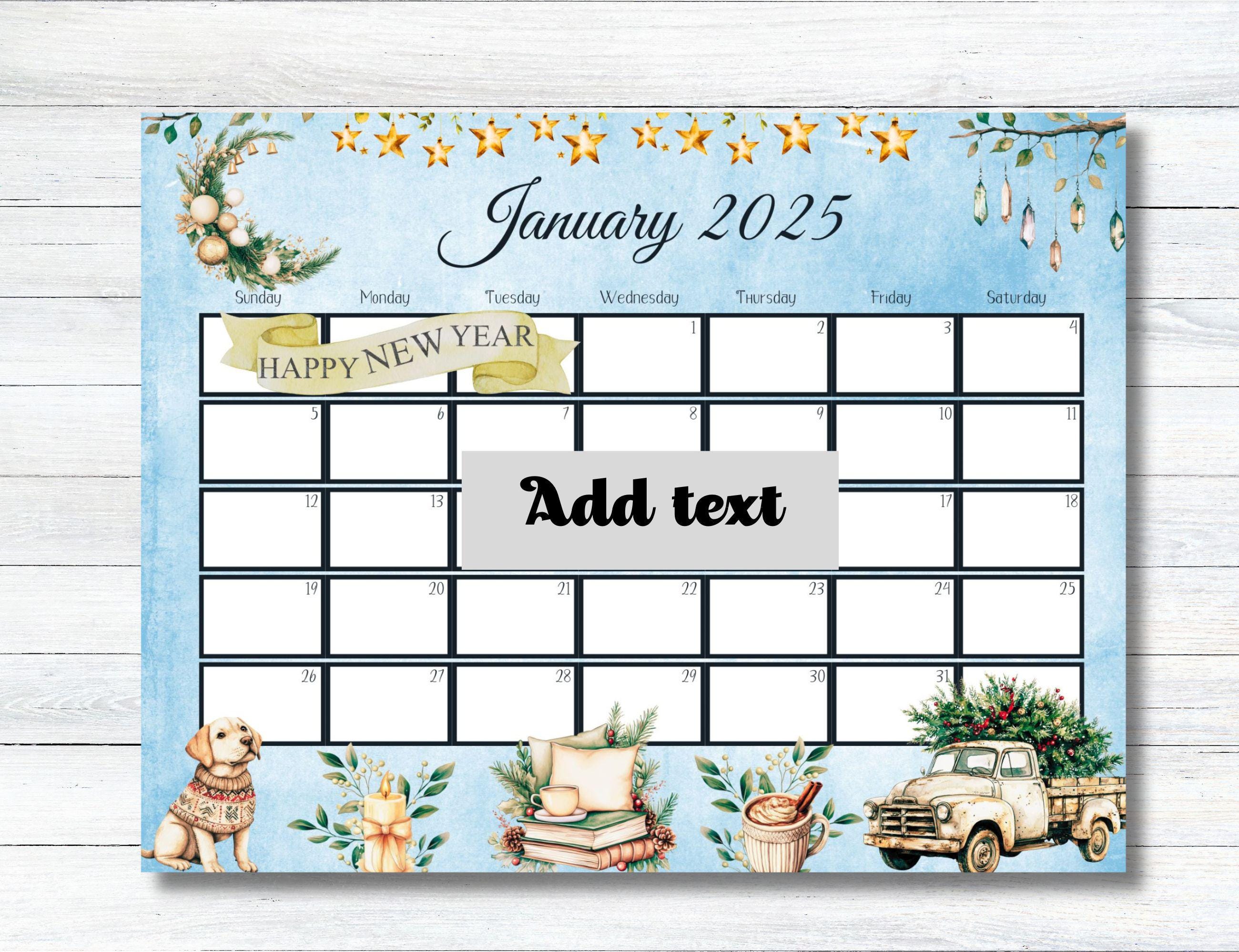EDITABLE January 2025 Calendar, 2025 January Calendar, 2025 Calendar ...