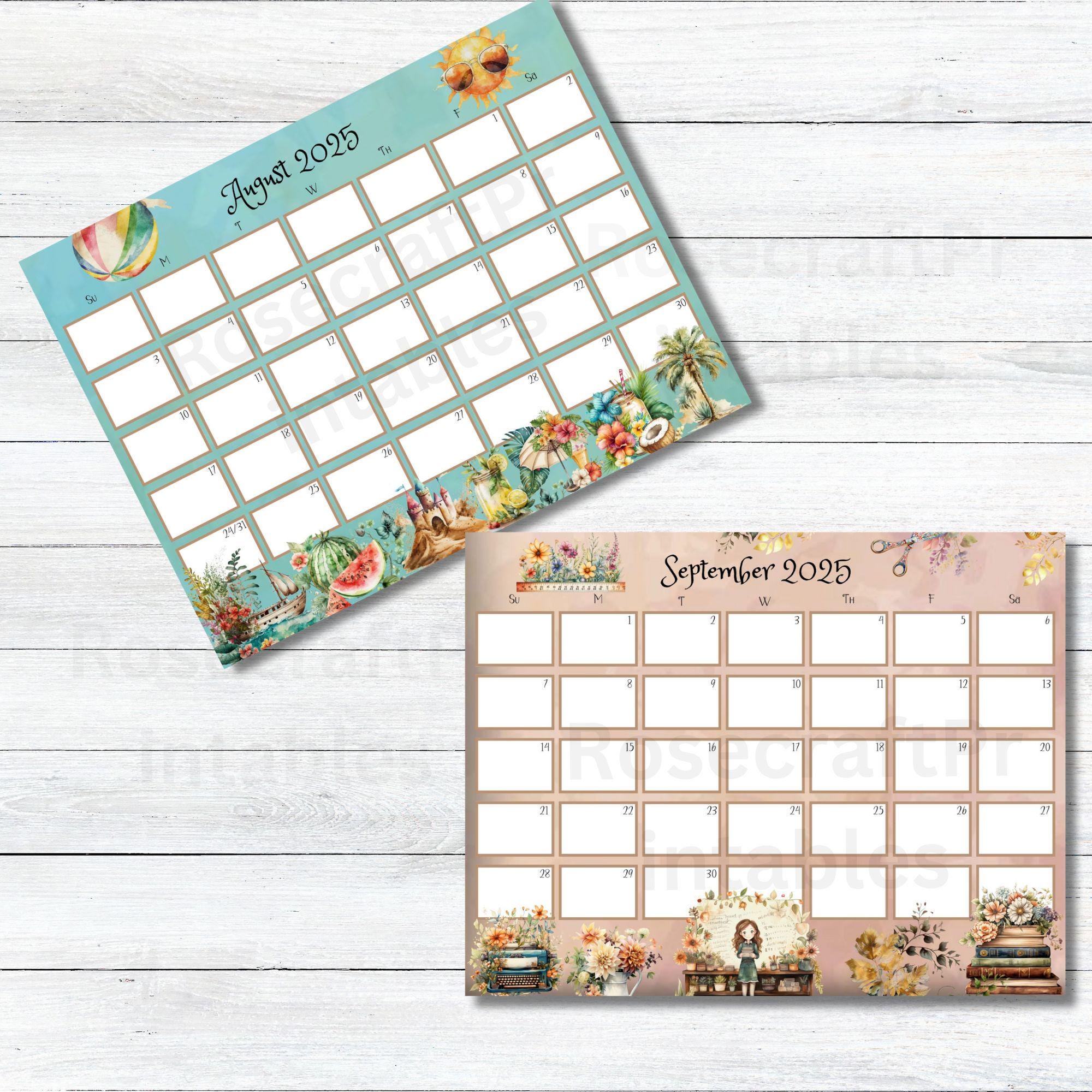 EDITABLE 2025 Calendar, 12 Month Calendar, Printable Calendar ...