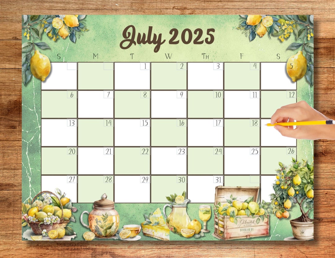 EDITABLE, July 2025 Calendar, 2025 July, Wall Calendar, Whimsical ...