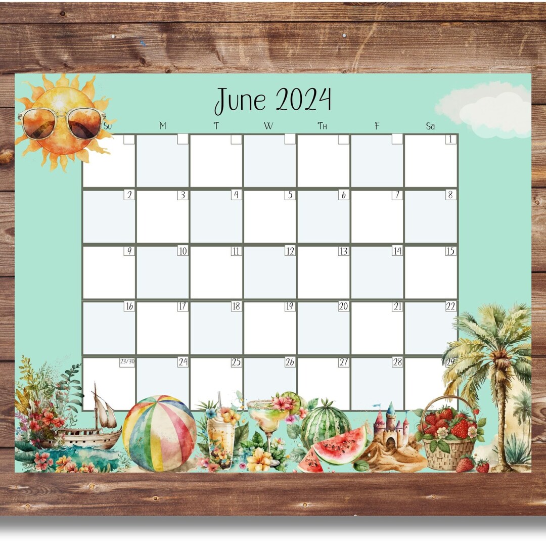 EDITABLE June 2024 Calendar Beach Calendar Fruit Calendar - Etsy Ireland