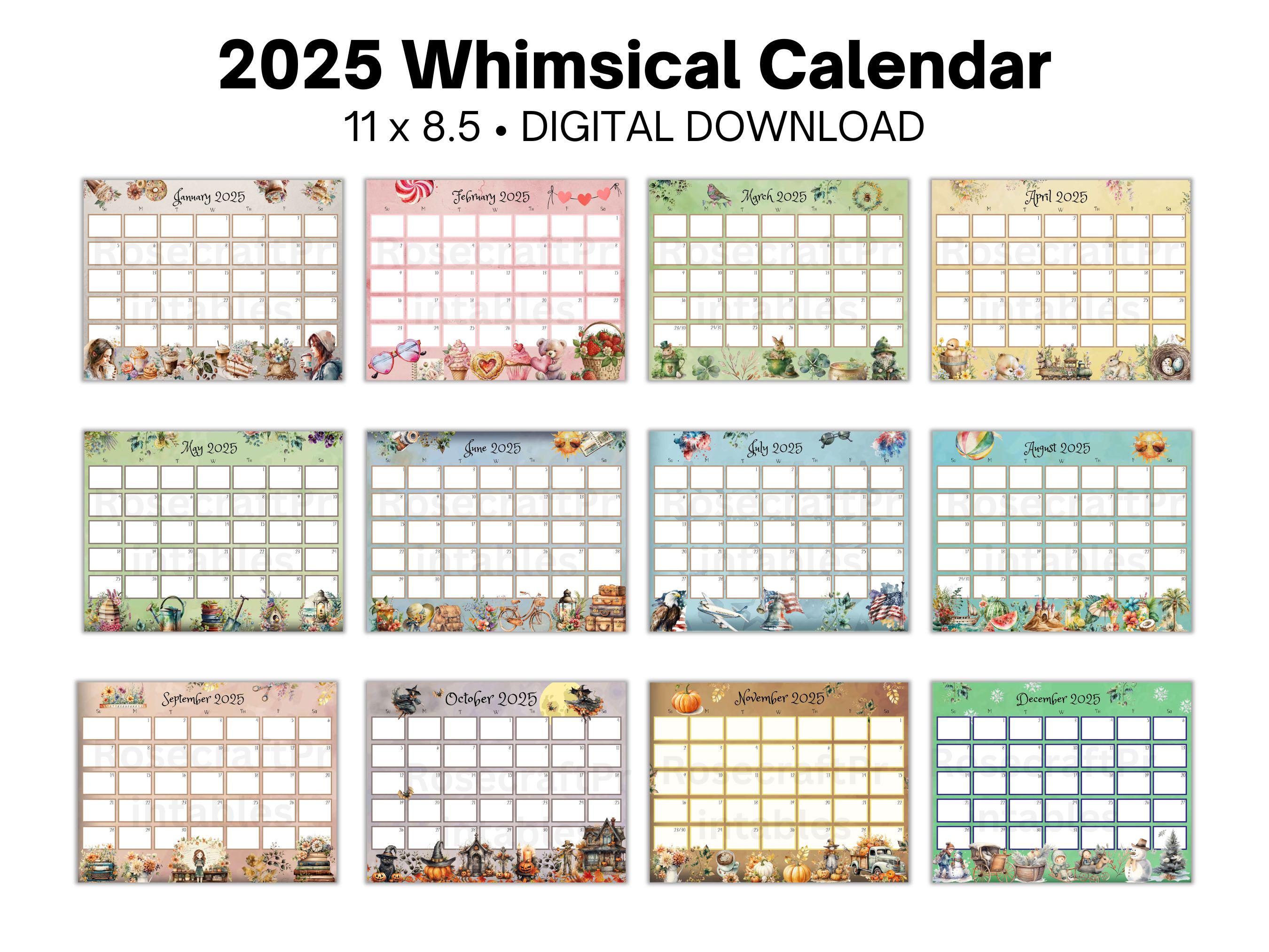 EDITABLE 2025 Calendar, 12 Month Calendar, Printable Calendar ...