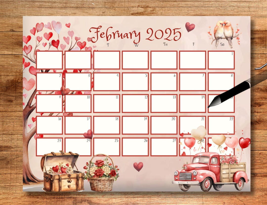 EDITABLE February 2025 Calendar, Valentines Calendar, Printable Monthly ...
