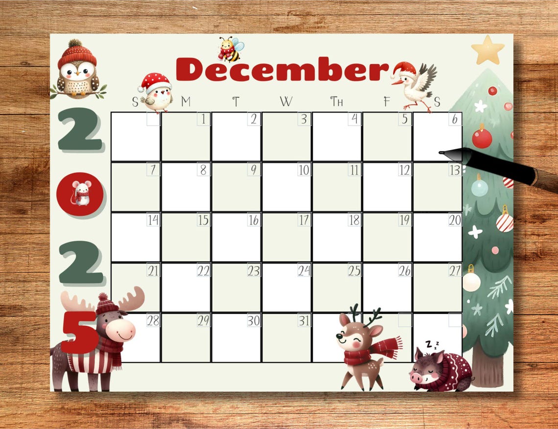 EDITABLE December 2025 Calendar, 2025 December, Printable Calendar ...