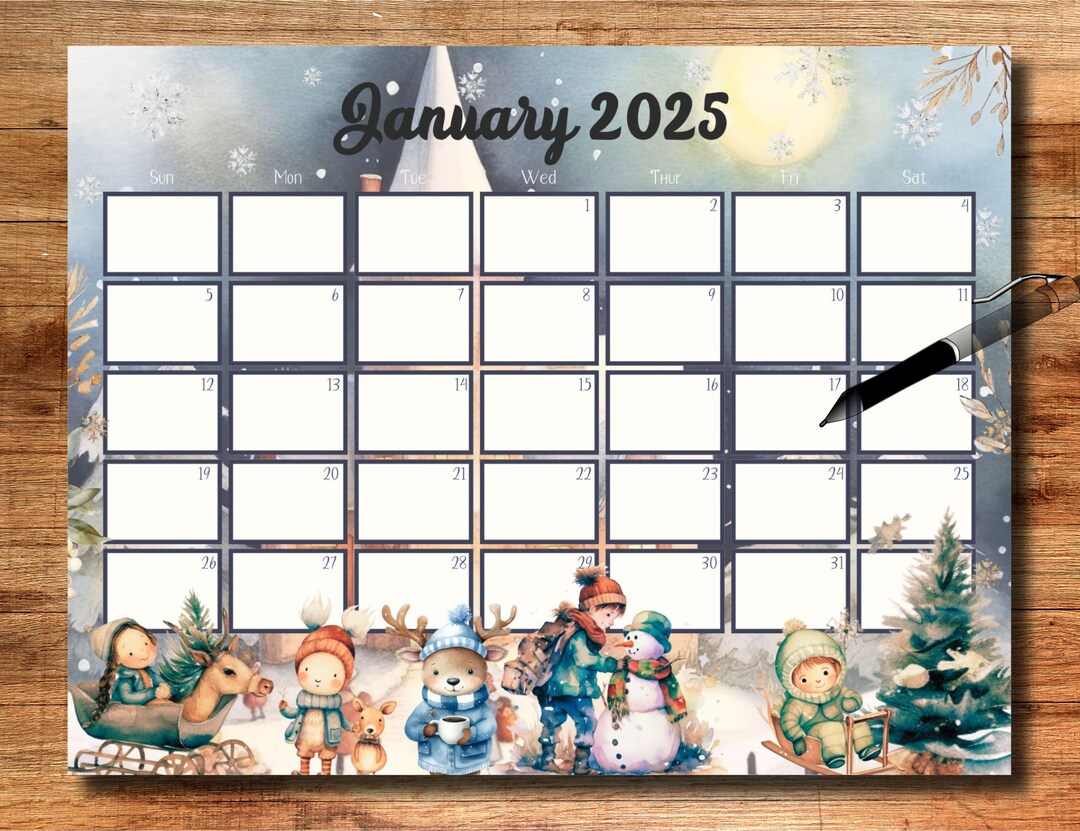 EDITABLE January 2025 Calendar, Watercolor Calendar, Winter, Printable ...