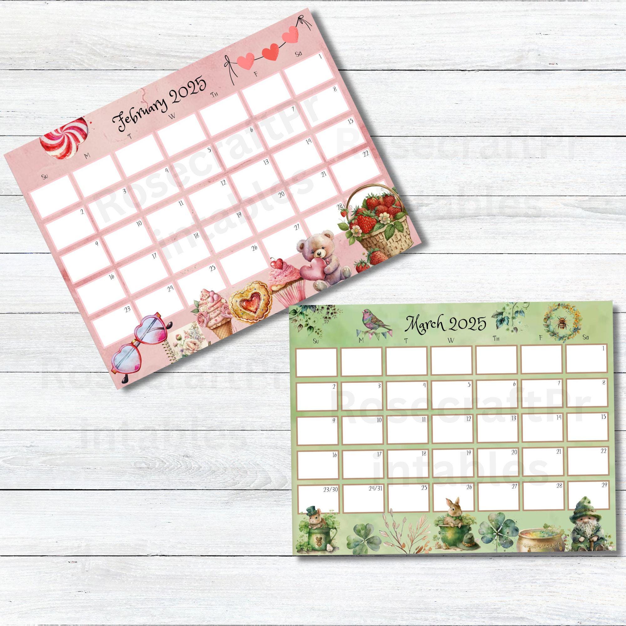 EDITABLE 2025 Calendar, 12 Month Calendar, Printable Calendar ...