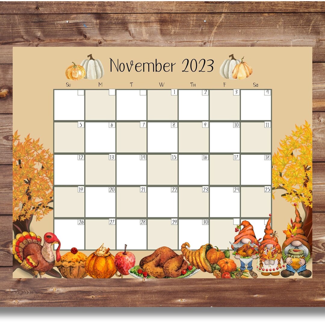 Calendario EDITABLE Noviembre 2023 Calendario de Acción de - Etsy España