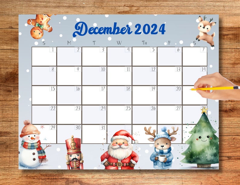 EDITABLE December 2024 Calendar, Christmas Calendar, Kids Calendar ...