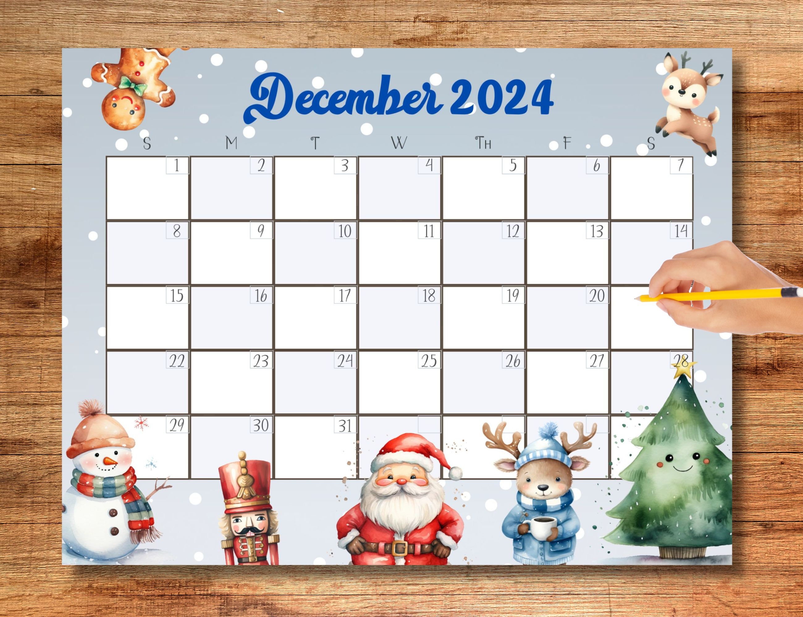 EDITABLE December 2024 Calendar, Christmas Calendar, Kids Calendar ...