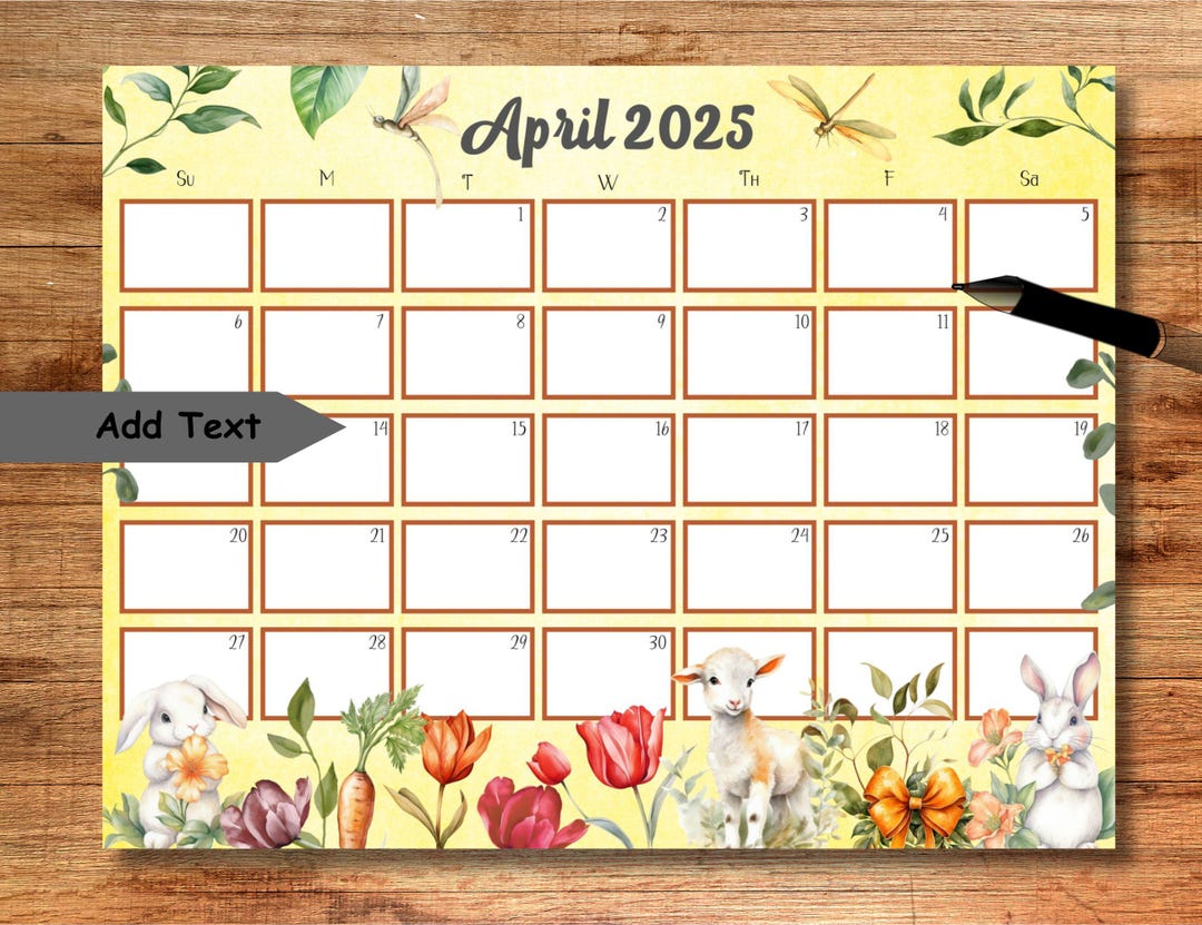 EDITABLE, April 2025 Calendar, Easter Calendar, Printable Monthly ...