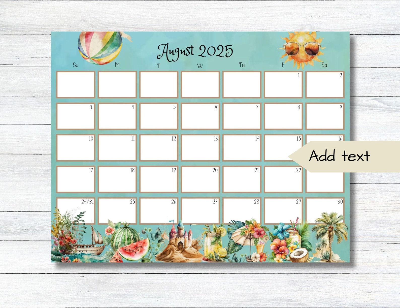 EDITABLE August 2025 Calendar, Whimsical Calendar, 2025 August Calendar ...