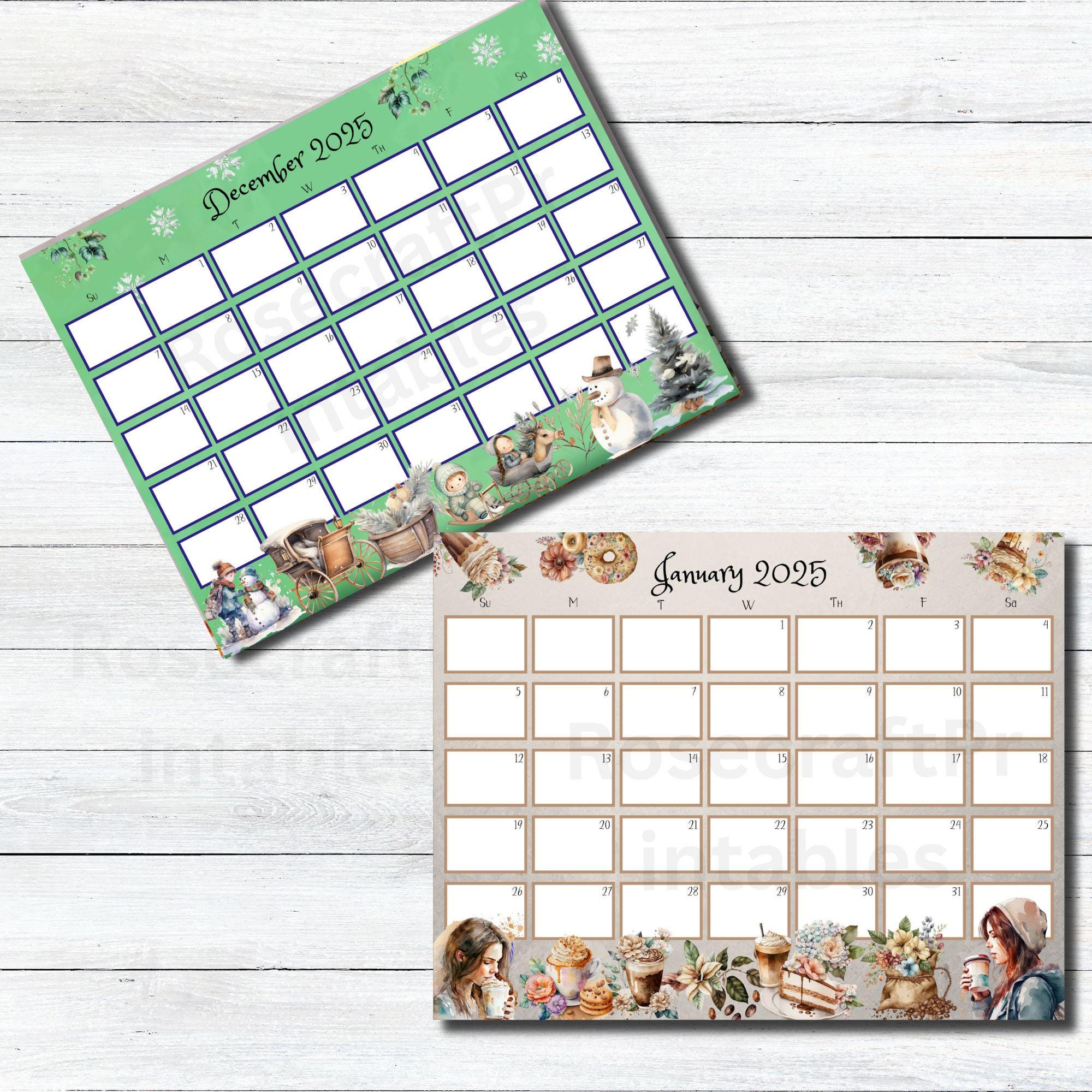 EDITABLE 2025 Calendar, 12 Month Calendar, Printable Calendar ...