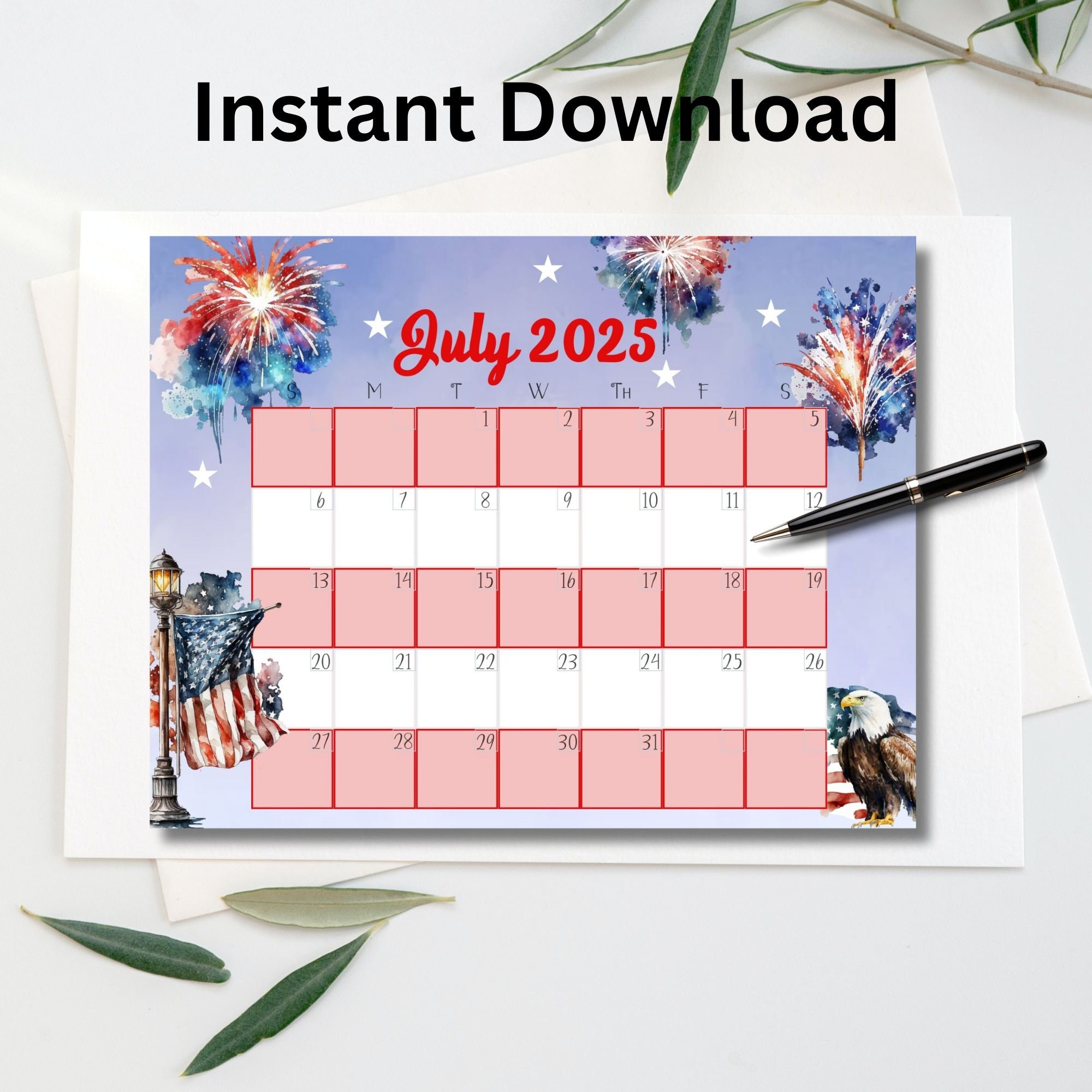 EDITABLE July 2025 Calendar, 2025 July Calendar, Printable Monthly ...