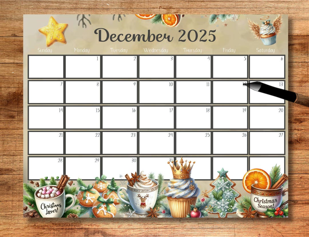 EDITABLE December 2025 Calendar, Monthly Calendar, Planner, Digital ...
