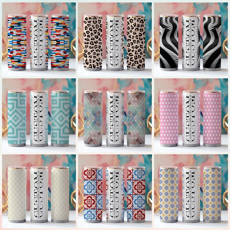 Editable Name Split Tumbler Design Bundle: 20oz Sublimation (PNG, Canva ...