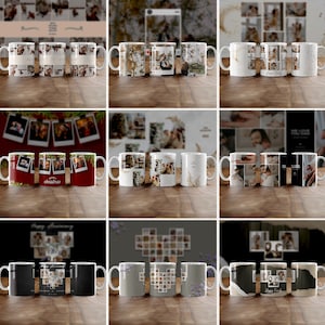 Photo Mug Template Bundle: 50+ Collage Designs, Canva Editable (digital ...