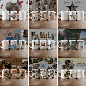 Photo Mug Template Bundle: 50+ Collage Designs, Canva Editable (digital ...