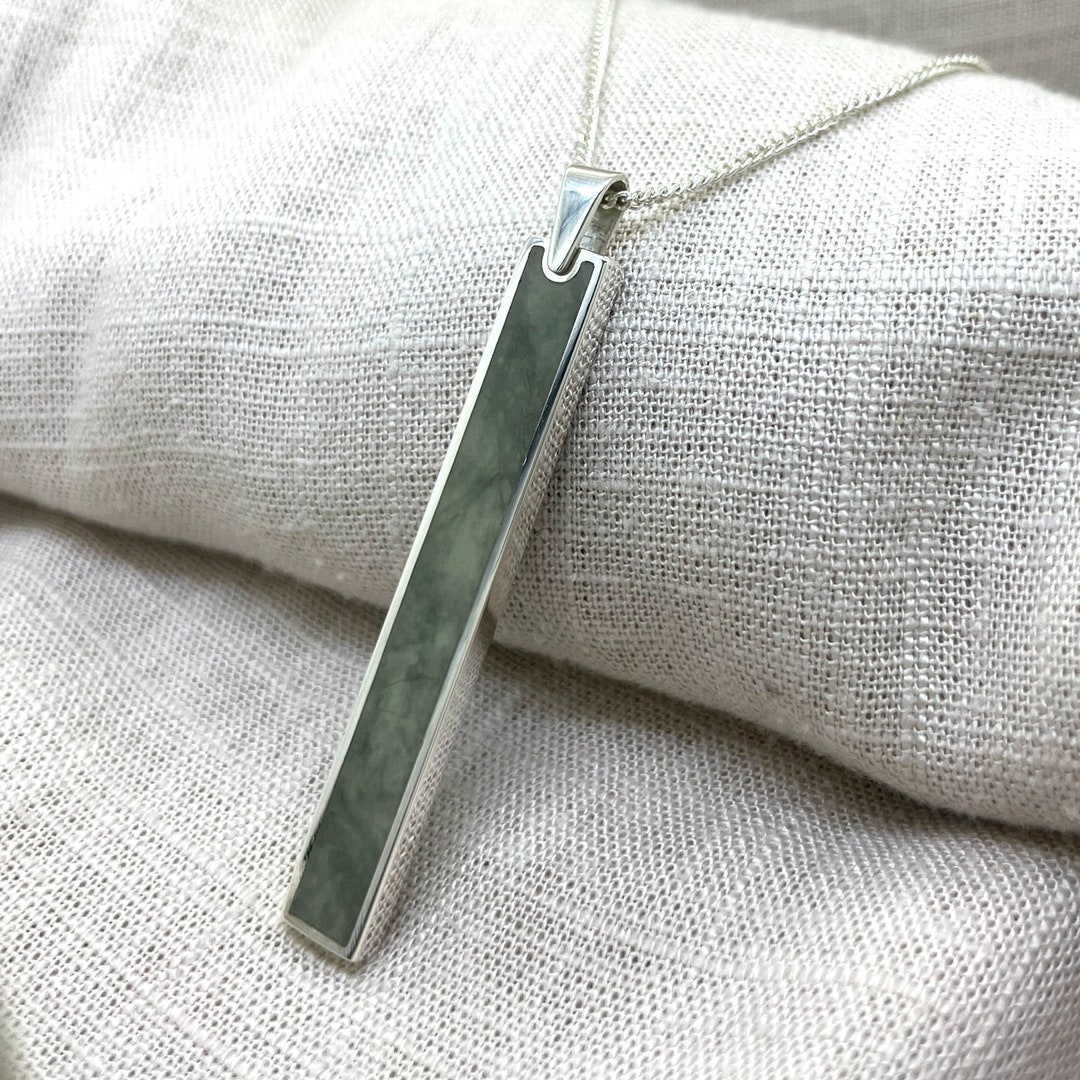 Green Australian Jade - Long Rectangle Pendant - Etsy