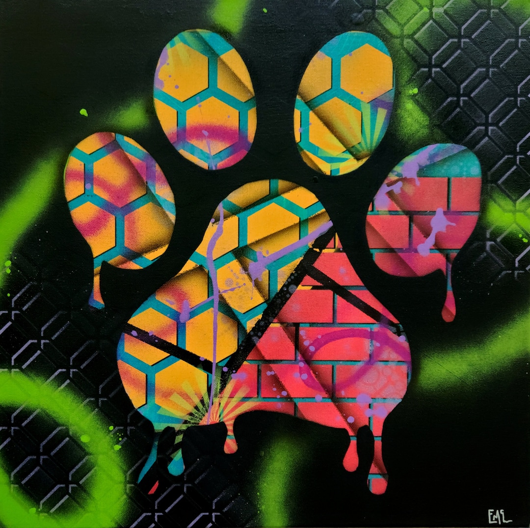 Abstract Original Acrylic Painting Dog Paw Print - Etsy
