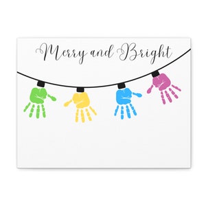 Christmas Handprint or Footprint Craft on Canvas, Merry and Bright ...
