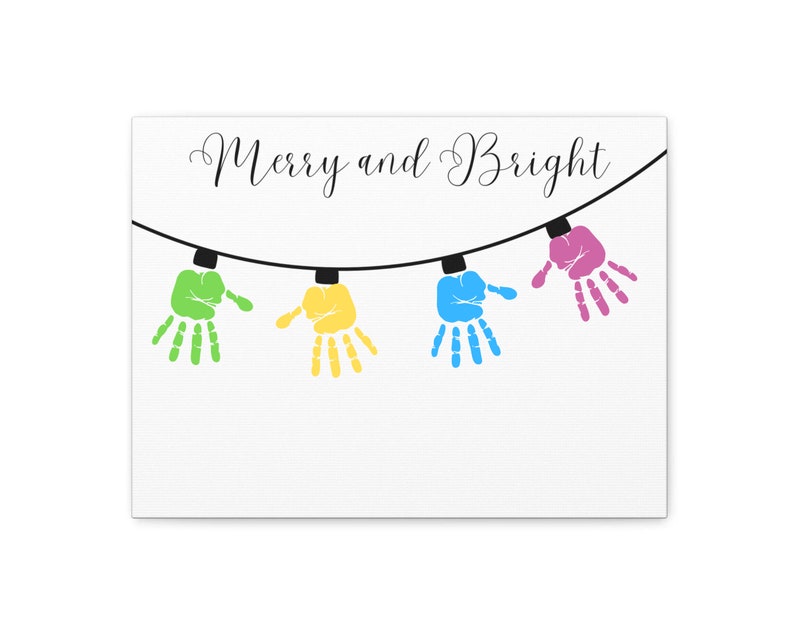 Christmas Handprint or Footprint Craft on Canvas, Merry and Bright ...