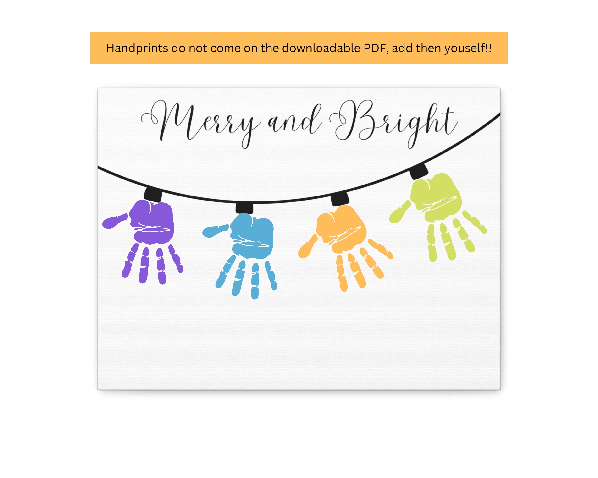 Christmas Handprint or Footprint Craft, Merry and Bright, Digital ...