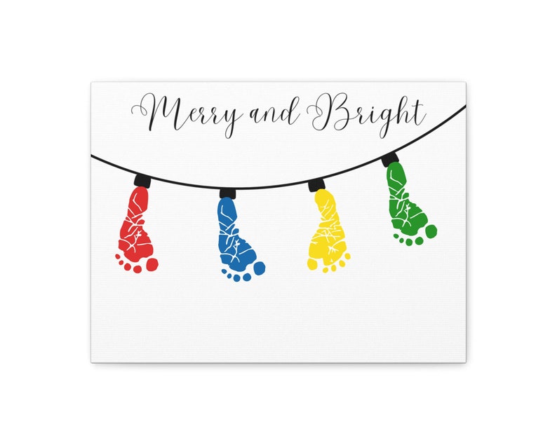 Christmas Handprint or Footprint Craft on Canvas, Merry and Bright ...