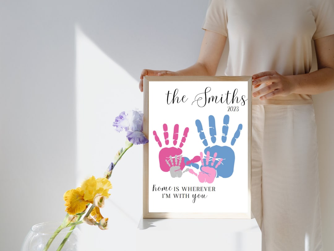 Family Handprint Craft, Mom Birthday Handprint, DIY Gift From Grandkids ...