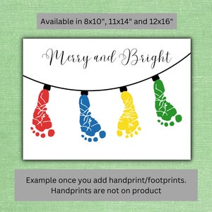 Christmas Handprint or Footprint Craft on Canvas, Merry and Bright ...