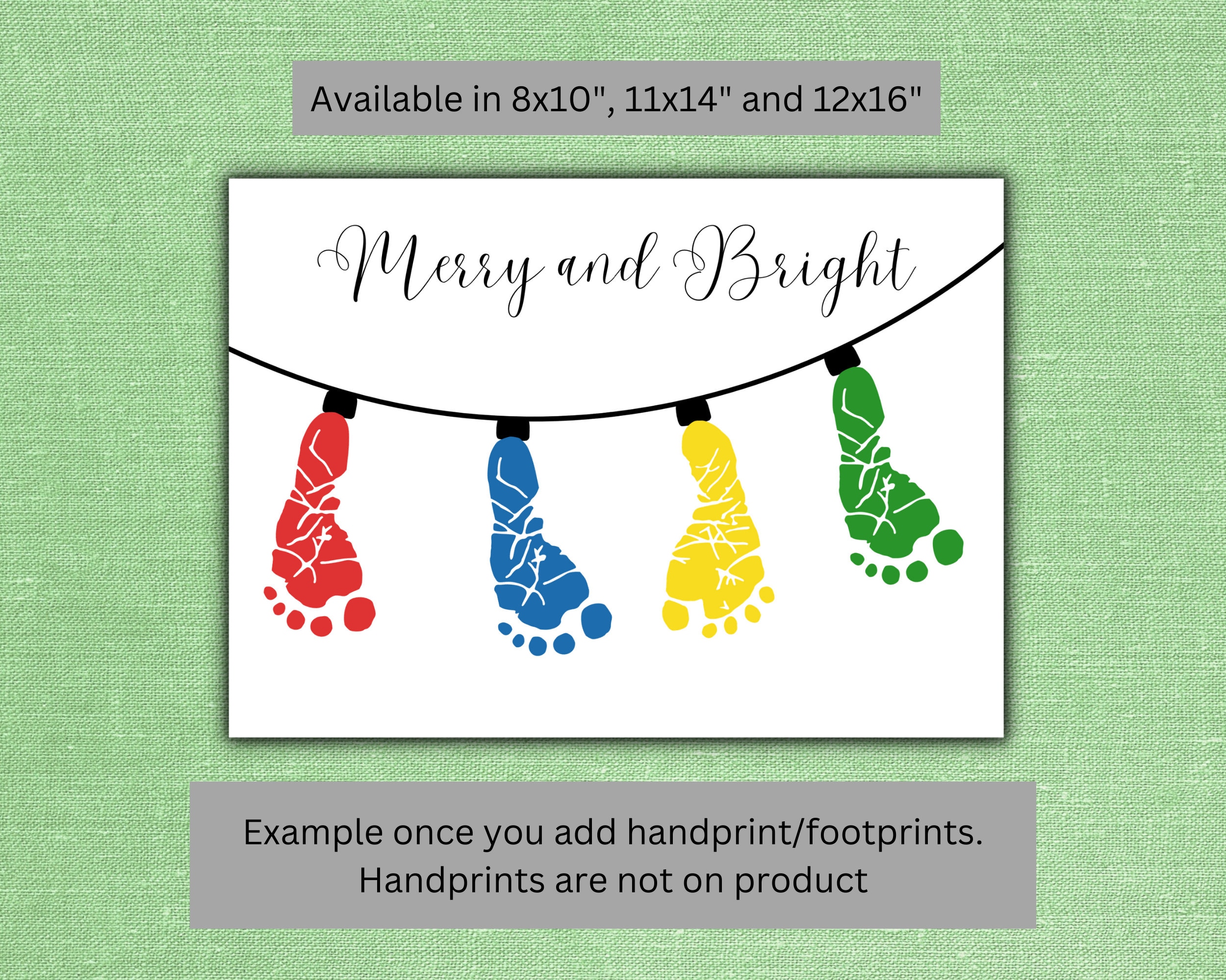 Christmas Handprint or Footprint Craft on Canvas, Merry and Bright ...