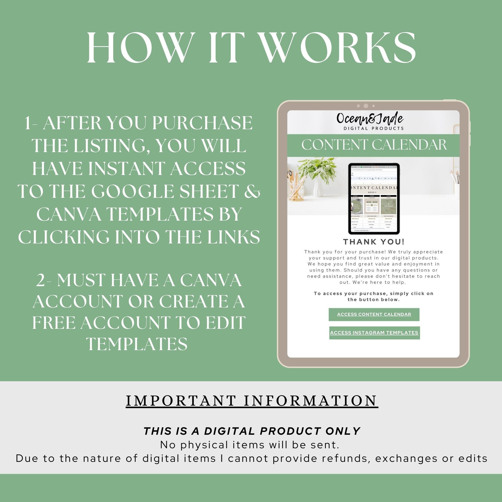 Editable Social Media Content Calendar | Instagram & Tiktok Planner ...