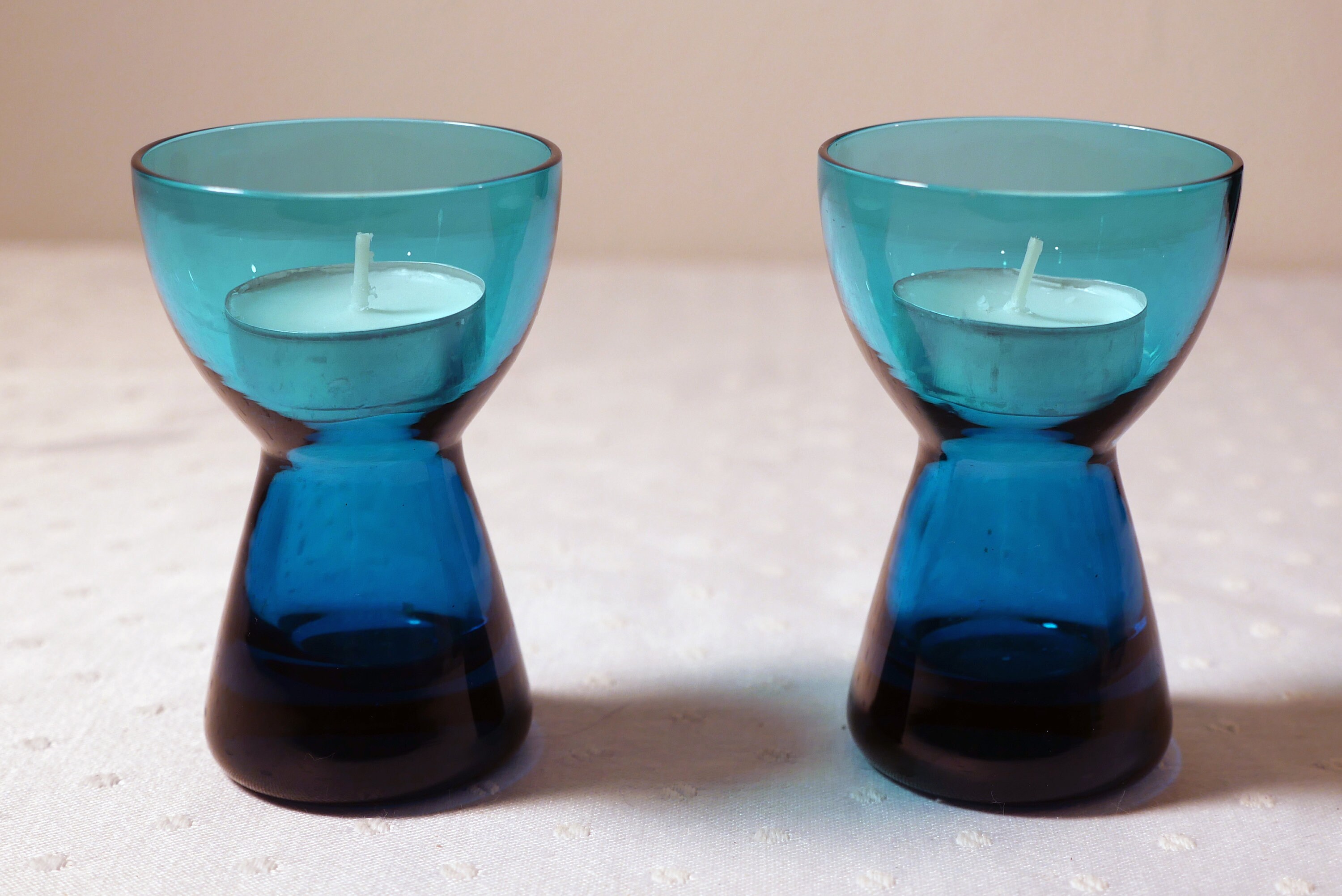 MCM Turquoise Vintage Morgantown Glass Barton Pattern Candle Holders ...