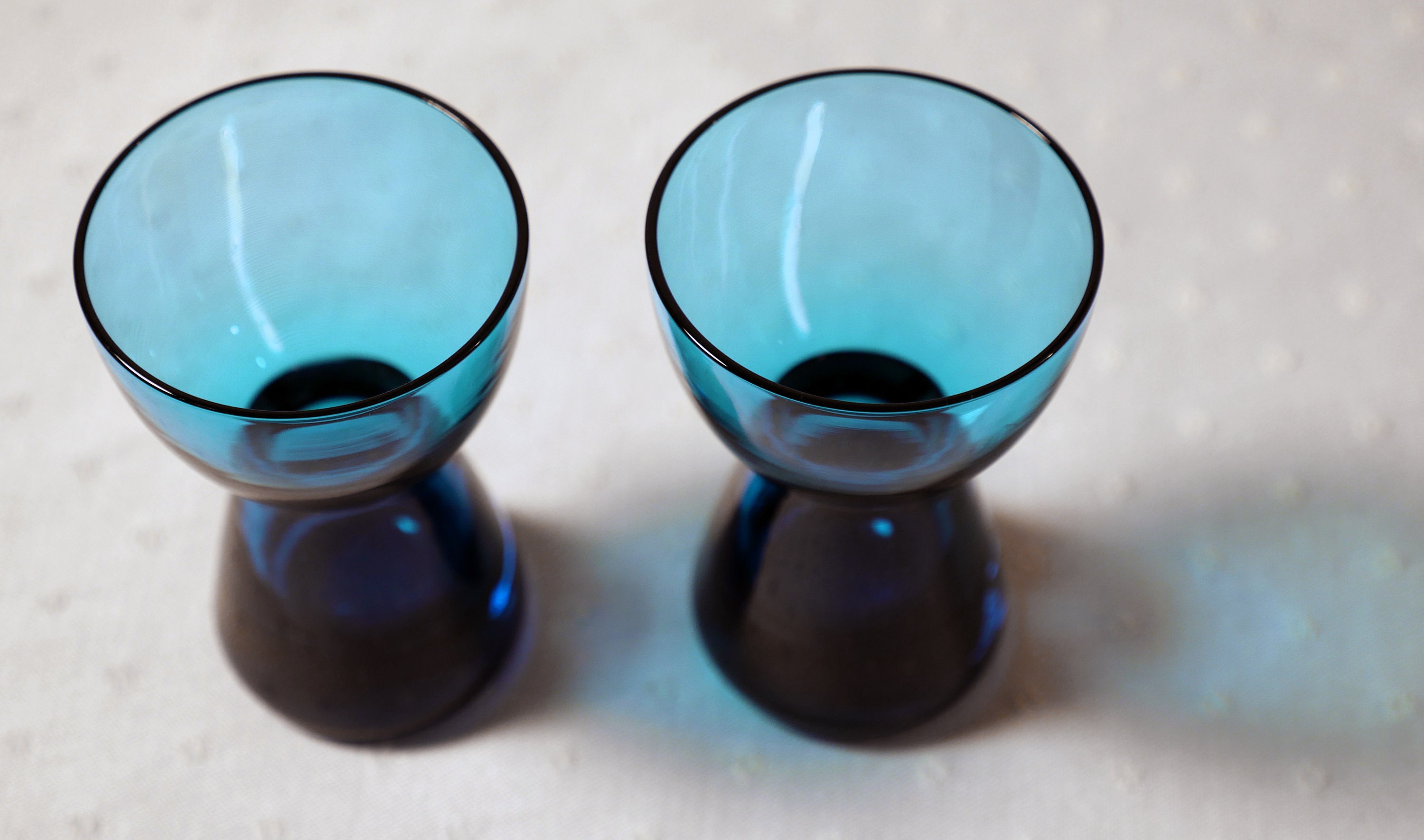 MCM Turquoise Vintage Morgantown Glass Barton Pattern Candle Holders ...