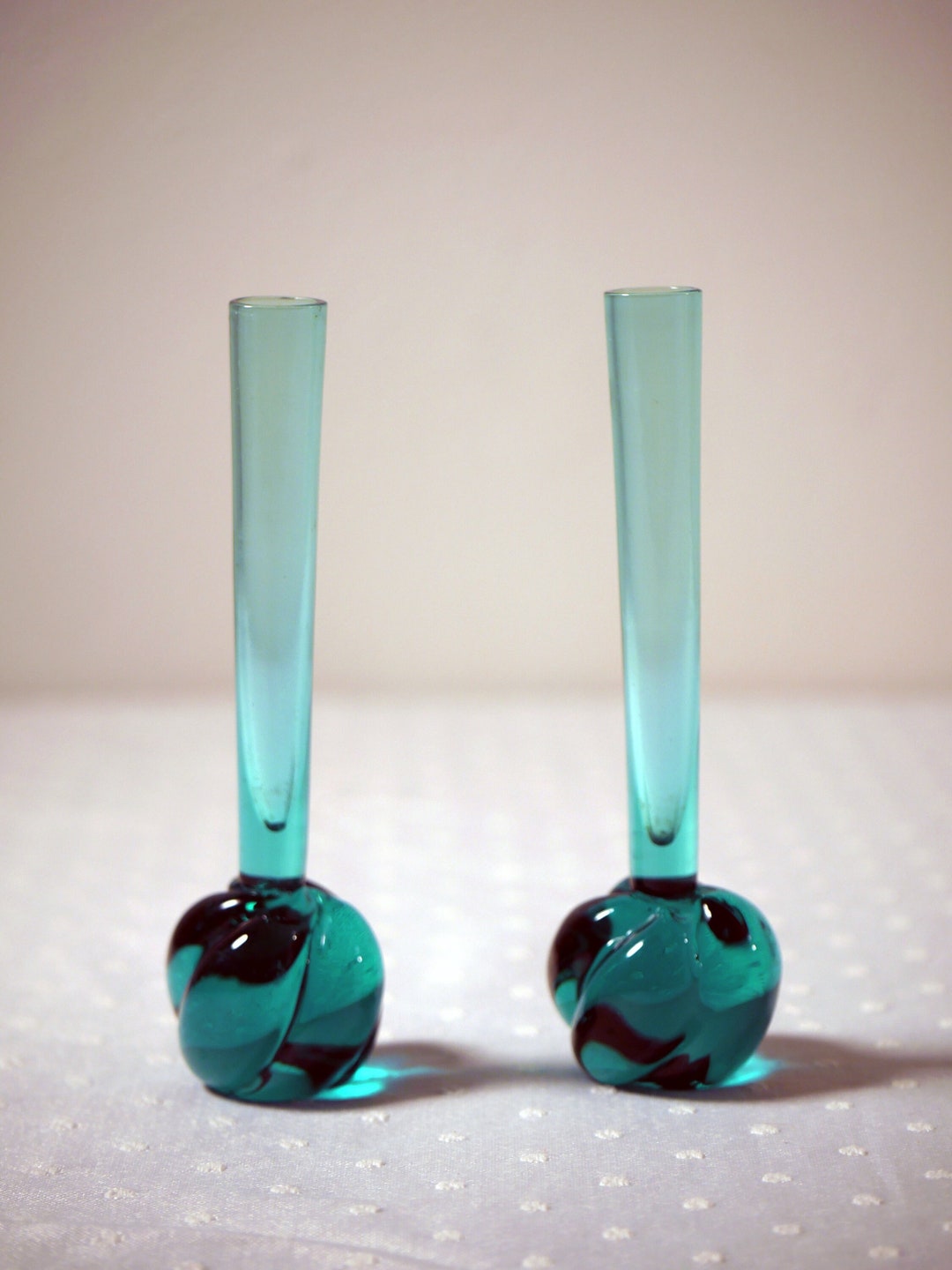 Pair of Vintage MCM Blue-green Bud Vases - Etsy