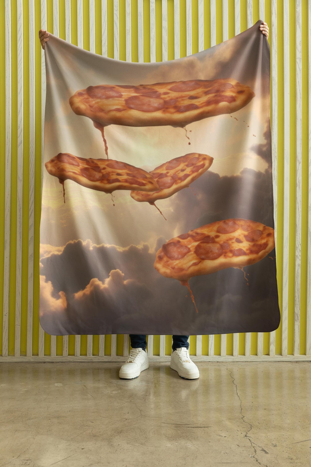 Flying Pepperoni Pizza Throw Blanket | Cozy Funny and Perfect for Pizza ...