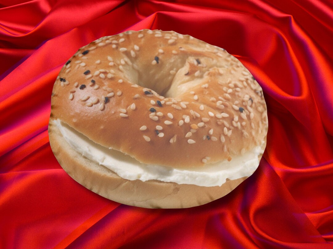 Bagel With Cream Cheese Throw Pillow | Funny Food Shaped Home Decor ...